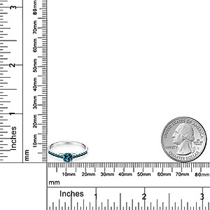 Gem Stone King 0.90 Ct 5mm Round London Blue Topaz Blue Diamond 925 Silver and 10K Rose Gold Ring (Size 7)