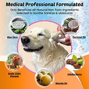 Multi-Purpose All-Natural Pet Finger Wipes, Organic, Safe, Non-Toxic Formulated Pre-Moistened Wipes. Remove Plaque & Whiten Teeth, Clear Ear Wax/Dirt Buildup, Soothe Dry Skin Folds, Remove Tear Stains