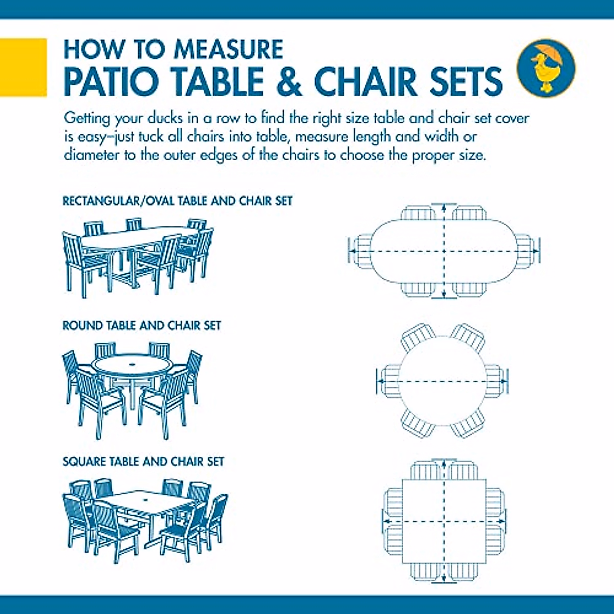 Duck Covers Ultimate Water-Resistant 72 Inch Round Patio Table & Chair Set Cover, Outdoor Table Cover