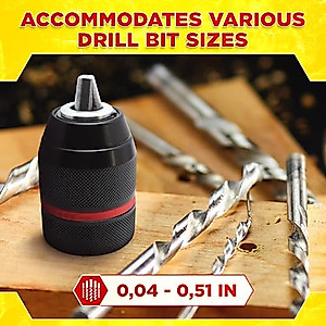 Keyless Drill Chuck for Impact Drill - 1/2-20unf Mount 2~13mm Hand Drill Accessories Clamping Force Quick Change Chuck Adapter - Hand Held Drill Chuck Replacement Keyless Chuck for Multi Purpose