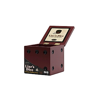 Front Porch Classics Liar's Dice - Exciting Bluffing Game in Wooden Dice Box with 4 Shakers, 20 Dice, Storage Bag - Unplugged Family Entertainment for 2-4 Players, Ages 8+