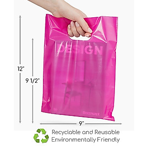 Choice Marts 200 Pink & Purple Merchandise Bags 100 Pink and 100 Purple 9"x12" Bags for Small Business 1.5Mil Thick Glossy Suitable for Retail And Boutiques With Handles