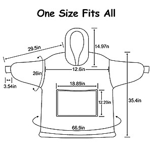 Wearable Blanket Hoodie,Oversized Soft Sherpa Fleece Hoodie with Warm Giant Front Pocket for Adult Women Men