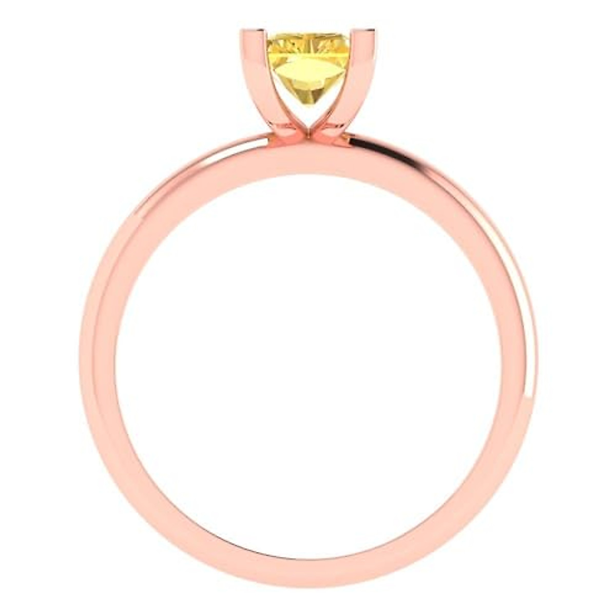 Clara Pucci 1.0 ct Emerald Cut Solitaire Natural Yellow Citrine Engagement Bridal Promise Anniversary Ring 18K Rose Gold Size 7.75
