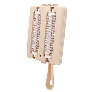 Carpet Debris Sweeper Brush, Double Roller Handheld Manual Sweeper Pet Hair Dust Scraps Paper Small Rubbish Cleaning for Bed Clothes Desktop