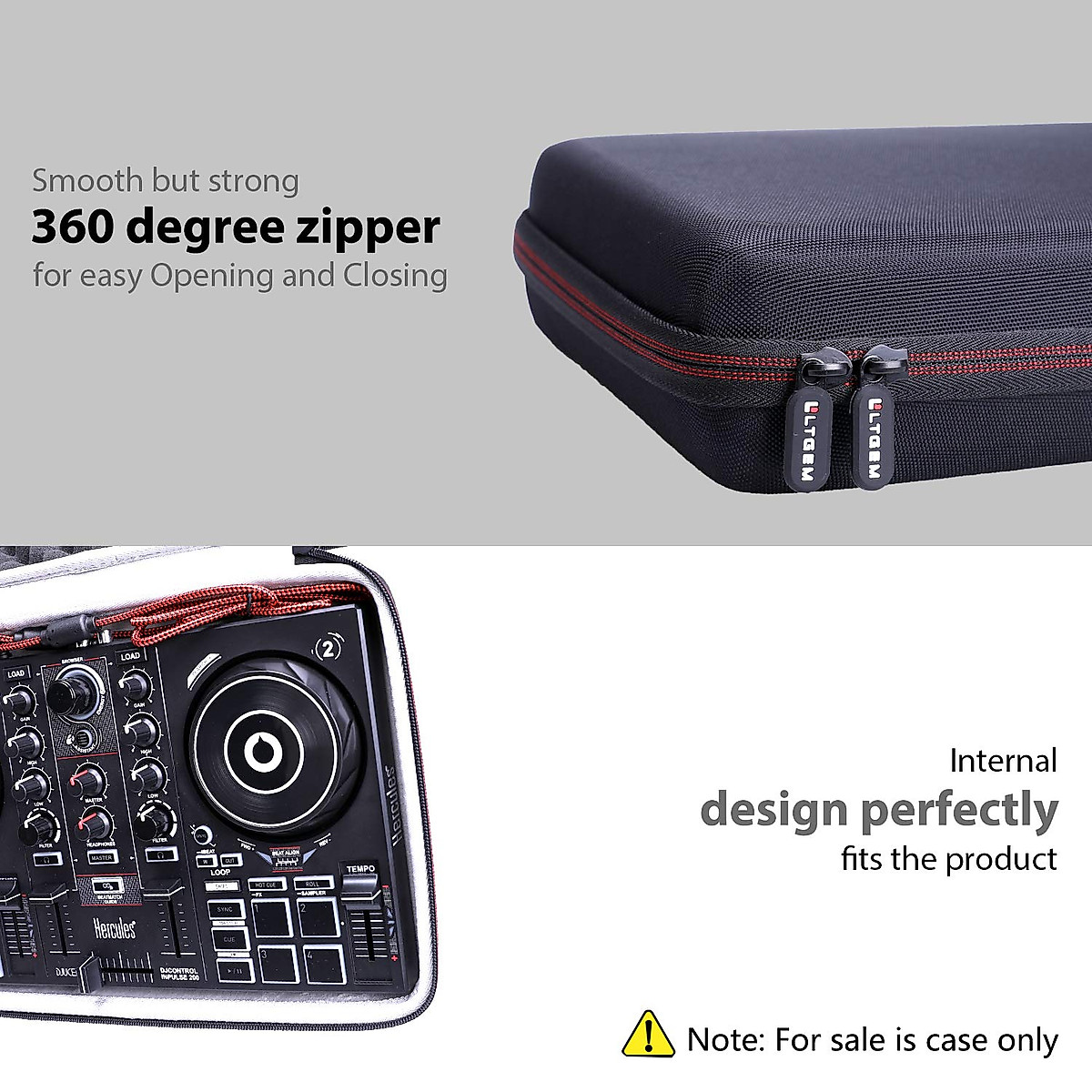 LTGEM DJ Controller Case for Hercules DJControl Inpulse 200 - Hard Storage Travel Protective Carrying Bag
