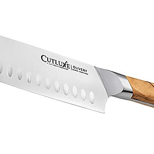 CUTLUXE Santoku Knife – 7" Chopping Knife – Olive Wood Handle – Full Tang – Olivery Series