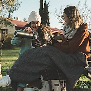 Cebala Yerba Mate cup set - Premium Ceramic yerba mate set (original from Uruguay) - Includes Leather mate cup (Light brown)