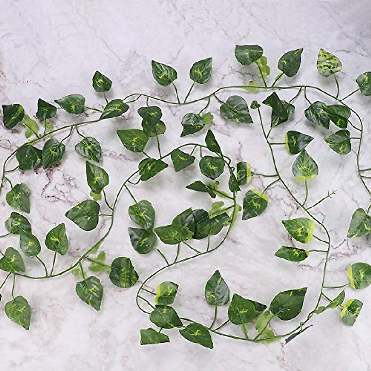 Repta Vines Flexible Bend Long Vines Artificial Fake Leaves Habitat Decor for Lizard Frogs Snakes and More Reptiles(Green Leaf)