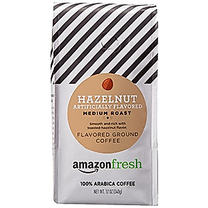AmazonFresh Hazelnut Flavored Coffee, Ground, Medium Roast, 12 Ounce