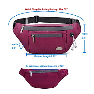 Entchin Fanny Pack for Women Men with 4-Zipper Pockets, premium fashion Waist Pack Crossbody Bum Bags for Hiking, Running, Travel, Cycling and Casual(Burgundy)