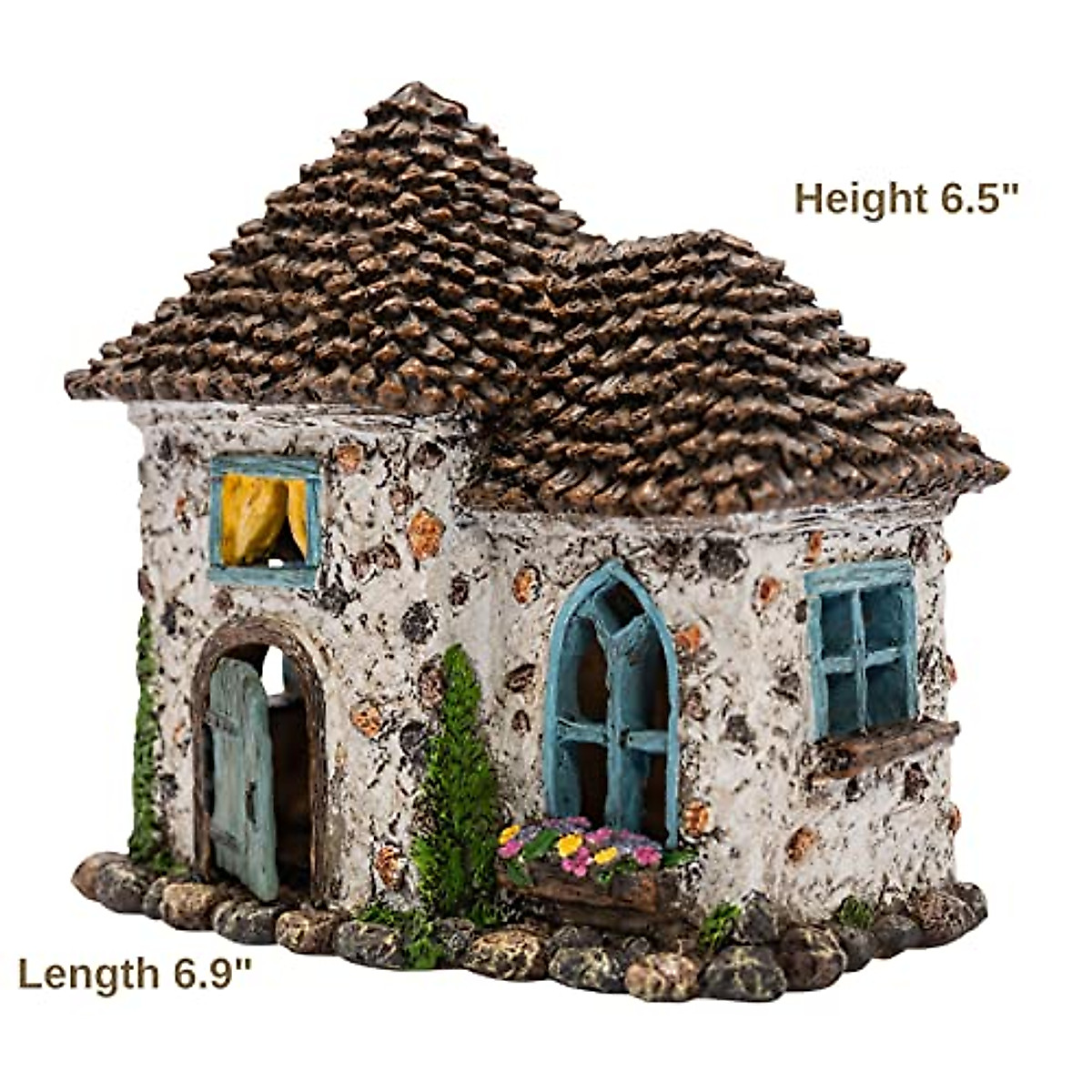 PRETMANNS Fairy Garden House Kit - Fairy Garden Accessories Outdoor - Fairy House & Fairies for Fairy Garden – Fairy Houses for Gardens Outdoor - Fairy House is 6” High 4 Piece Kit for Adults
