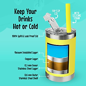 K KICHUZL 2 Pack 12oz Stainless Steel Kids Tumblers with Straws and Lids BPA Free Sippy Cups for Toddlers Spill Proof Kids Smoothie Cups