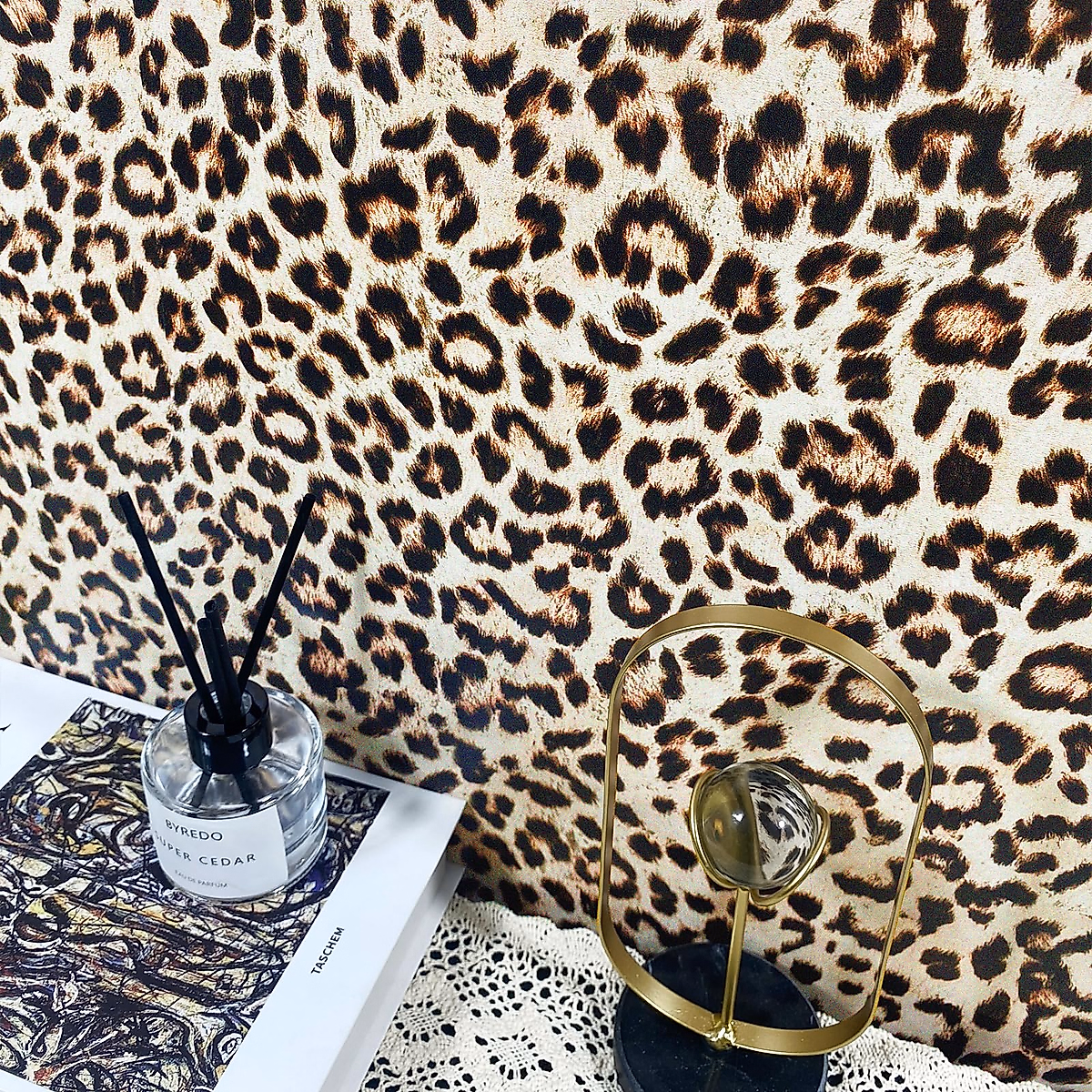 HueBurst Leopard Peel and Stick Wallpaper Leopard Contact Paper Self Adhesive Brown Wallpaper Removable Waterproof Contact Paper Art DIY Wallpaper for Bedroom Living Room 17.3"x118"(14.4sq.ft.)