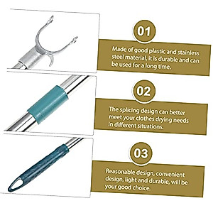 WOONEKY Stitching Clothes Rail Retractable Multi Tool Clothesline Outdoor Multi Functional Clothes Pole Washing Line Prop Garment Pole Adjustable Rod Laundry Clothes Reach Tool Clothes Rod