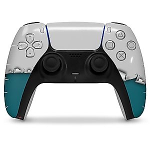 WraptorSkinz Skin Wrap compatible with Sony PS5 DualSense Controller Ripped Colors Gray Seafoam Green (CONTROLLER NOT INCLUDED)