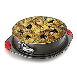 Boxiki Kitchen 10 Inch Nonstick Springform Pan, Professional Spring Form and Cheesecake Baking Mold, Leakproof Cake Pan With Silicone Handles