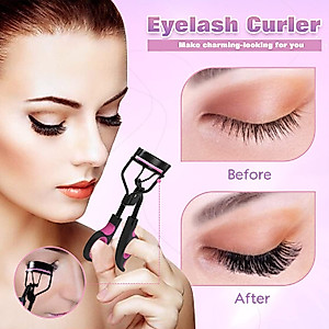 Eyelash Curler Eye Brow Kit, MODUSKYE 7 in 1 Eyelashes Curler with Replacement Refill Pads for Women, Partial Lash Curler Eyes Makeup Tools Long-Lasting Natural Lashes