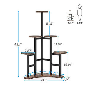 LITTLE TREE 6 Tiered Corner Plant Stand Indoor, Tall Plant Shelf Flower Stand Multiple Potted Plant Holder Rack for Living Room Balcony Garden, Rustic Brown