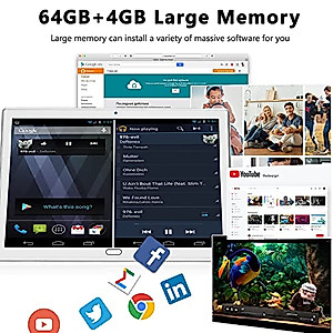 Android 11.0 Tablet, 2023 Latest 2 in 1 Tablet 10.1 Inch, 4G Cellular Tablet with Keyboard, 64GB+4GB Storage, Octa-Core Processor, 2 Sim Slot, 13MP Camera, Mouse/Stylus/GPS/WiFi/Bluetooth (Silver)