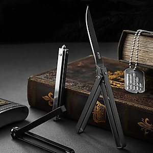 PAVCEING Outdoor knife folding knife broken window survival knife creative portable fruit knife men and women self-defense mini knife (Black)