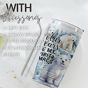Onebttl Polar Bear Gifts for Women, Polar Bear Coffee Mug for Polar Bear Lovers, Girls, Pola Bears Are My Spirit Animals, Stainless Steel Tumbler 20oz