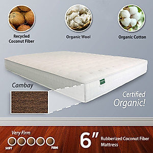 NATURAL LIFE PALMPRING Cambay King Mattress - Organic Coconut Coir 6” Extra Firm 1 Layer Comfortable Sleep Bed Dust Free