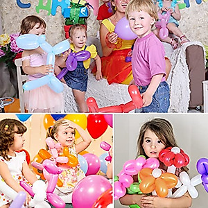 RUBFAC 150pcs 260 Long Balloons, 12 Assorted Colors Animal Balloons Premium Pastel Latex Twisting Magic Balloon for Birthday Wedding Festival Clowns Party Decorations