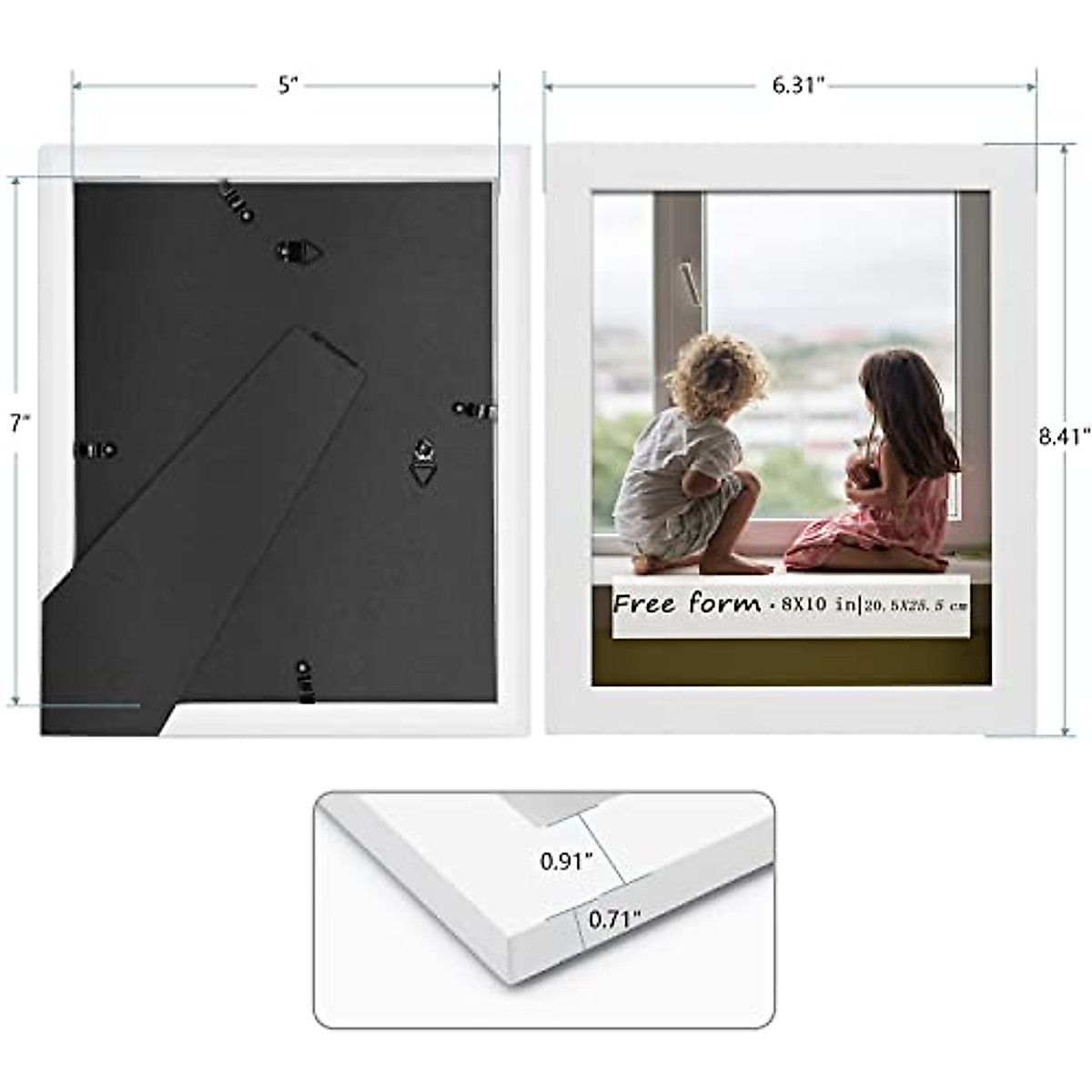 8x10 White Picture Frames Set of 2, Solid Wood Photo Frame with High Definition Glass, Rustic Simple Classic Handmade Wooden Frames for Wall Gallery Mounting or Table Top Display Decoration