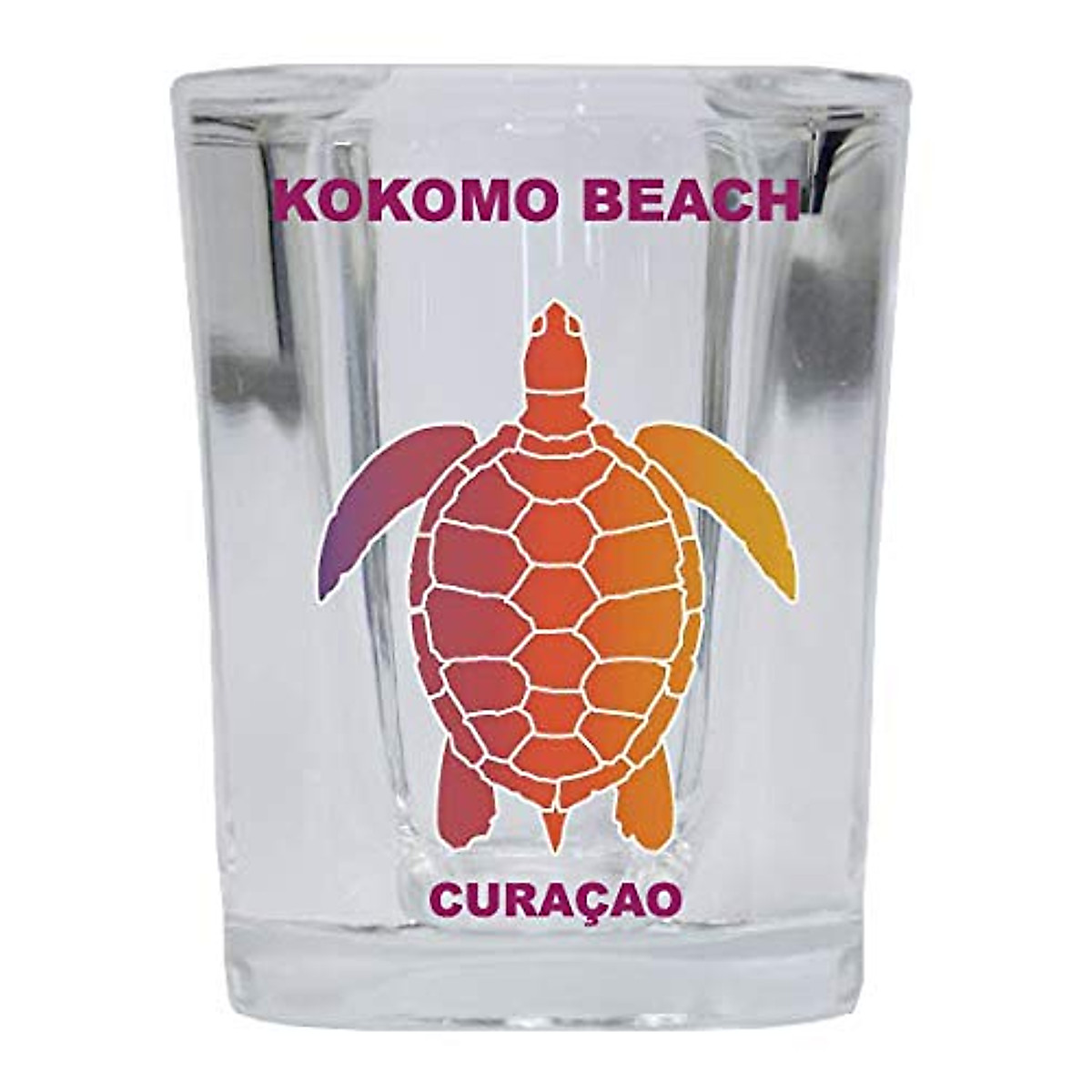 Kokomo Beach Curaçao Souvenir Rainbow Turtle Design Square Shot Glass