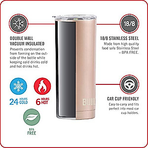 BUILT 20 Ounce Double Wall Stainless Steel Tumbler Gold 5193243