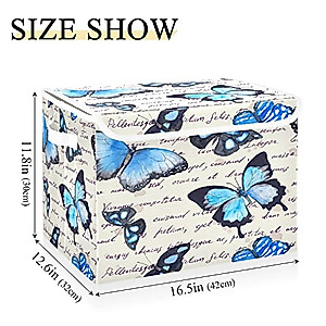 KEEPREAL Butterflies Storage Basket Bin with lid, Large Cube Storage Box Collapsible Storage Organizer for Home Office Closet - 16.5 L x 12.6 W x 11.8 H