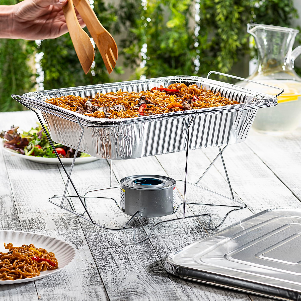 GUSTO [25 Count 9x13 Inch Aluminum Pans With Lids, Half Size Deep Steam Foil Pans with Lids - Table Pans for Baking, Cooking, Heating, Storing and Food Prepping (Formerly Comfy Package)