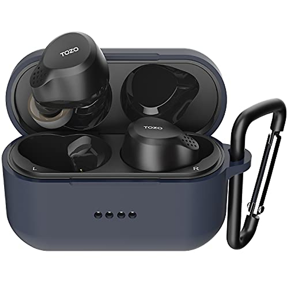 TOZO NC7 Hybrid Active Noise Cancelling Wireless Earbuds Black & TOZO NC7 Protective Silicone Case Blue