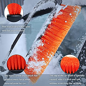 BHYTAKI Snow Brush and Detachable Ice Scraper, 27" Snow Removal Tool Car Brush with Ergonomic Comfortable Foam Grip for Christmas Car Truck SUV- No Scratch (Heavy Duty ABS, PVC Brush)