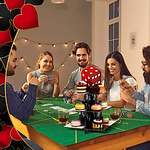 Ramede 2 Pcs Casino Theme Cupcake Stand Casino Party Decoration Cake Dessert Snacks Food Serving Tiered Tray Display 3 Tier Cupcake Holder Square Paper Tower Table Decor for Game Night Party Birthday