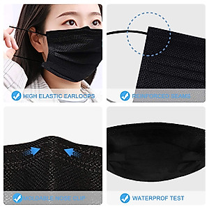 Biwisy 50pcs 3-Ply Disposable Face Mask Breathable Black Masks of 50 PCS Black