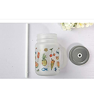 Mason Blank Sublimation Frosted Glass Jar Mugs 430ml with Glass Handles and Straw Drinking Heat Press Dye Transfer 4 pieces