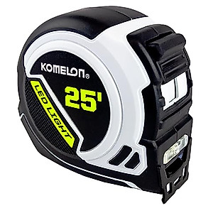 Komelon LED Light Tape Measure, White/Black - 25ft. - 25LED