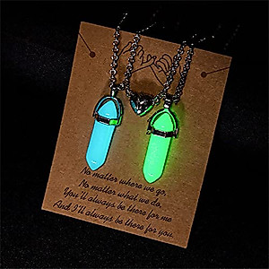 MJartoria BFF Necklace for 2 Crystal Charms Best Friend Necklace Pendant Friendship Necklace Heart Matching Necklace for Couples Gifts