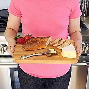 Bamboo Cutting Board with Juice Groove - Convenient Size 8”x13” | Extra Thick Board | Serving Tray | Food Plating - Kitchen Essentials for New Home