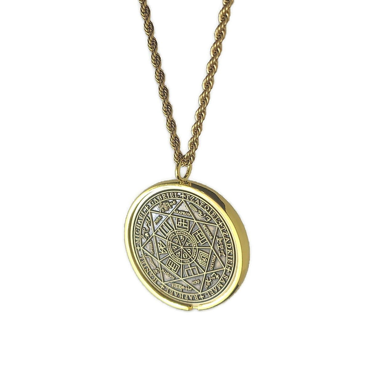 Seal of The Seven Archangels + 72 names of God + 1FitAll King Solomon Coin bezel kabbalah seal talisman Necklace