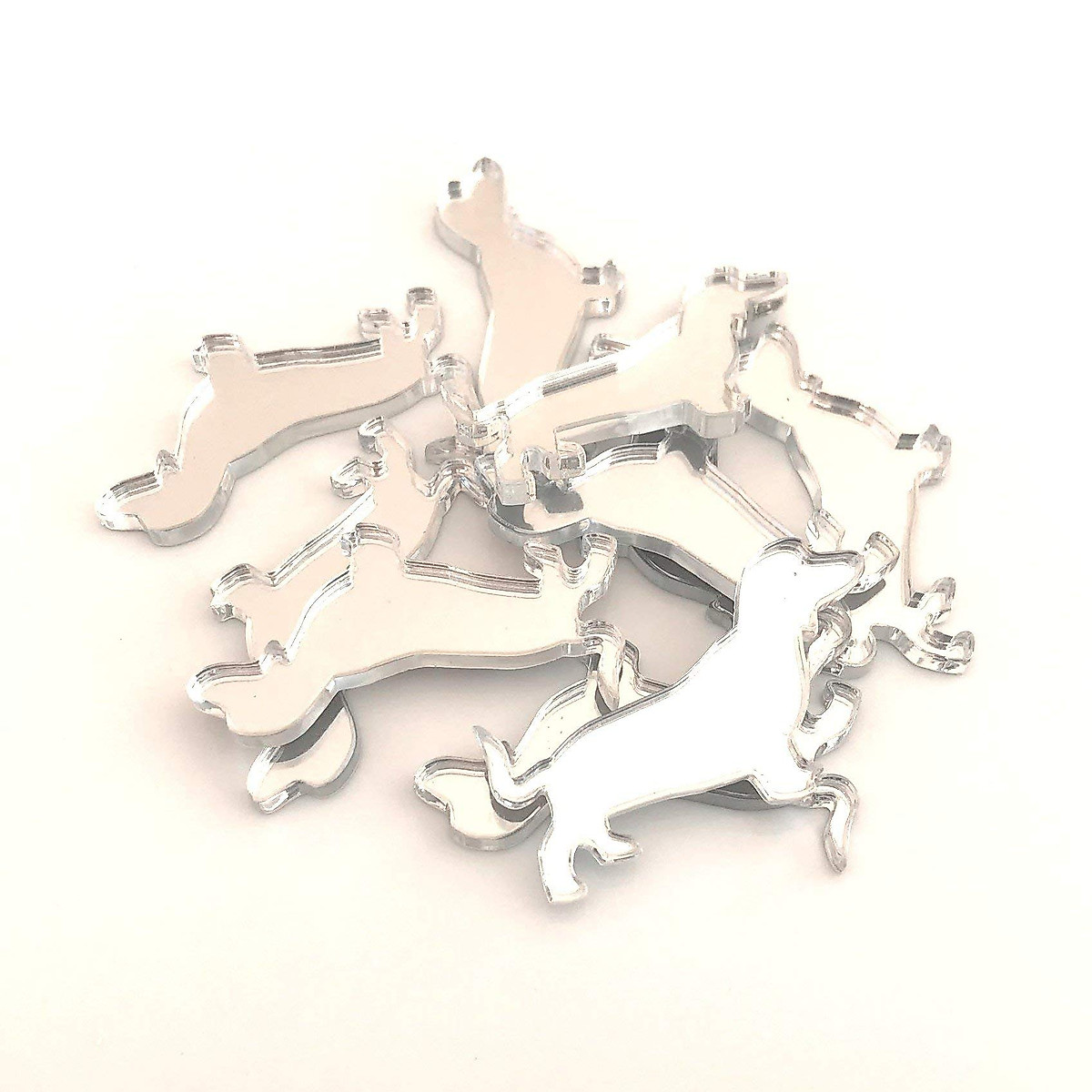 Super Cool Creations Sausage Dog Shaped Crafting Mirrors, Set of 10, Many Colours, Shatterproof Acrylic, Purple, Pack of 20 x 2cm