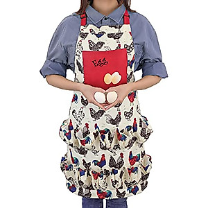 Foxyoo Egg Apron for Fresh Eggs,Egg Collecting Apron with 14 Deep Pockets,Chicken Egg Apron for Women,Egg Baskets Holder Apron-Full Body Style