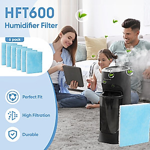 LBLVBNEWD HFT600 6 Pack Humidifier Wicking Filter T Replcement Compatible with Honeywell HEV615 HEV620 Humidifier, Compared to Part HFT600T HFT600PDQ Wicking Filter, Blue