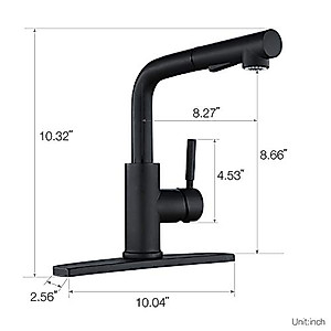 Peppermint Matte Black Kitchen Sink Faucet with Pull Down Sprayer Single Lever Black Kitchen Faucet with Pull Out Spray Low Profile Faucet for Kitchen Sink
