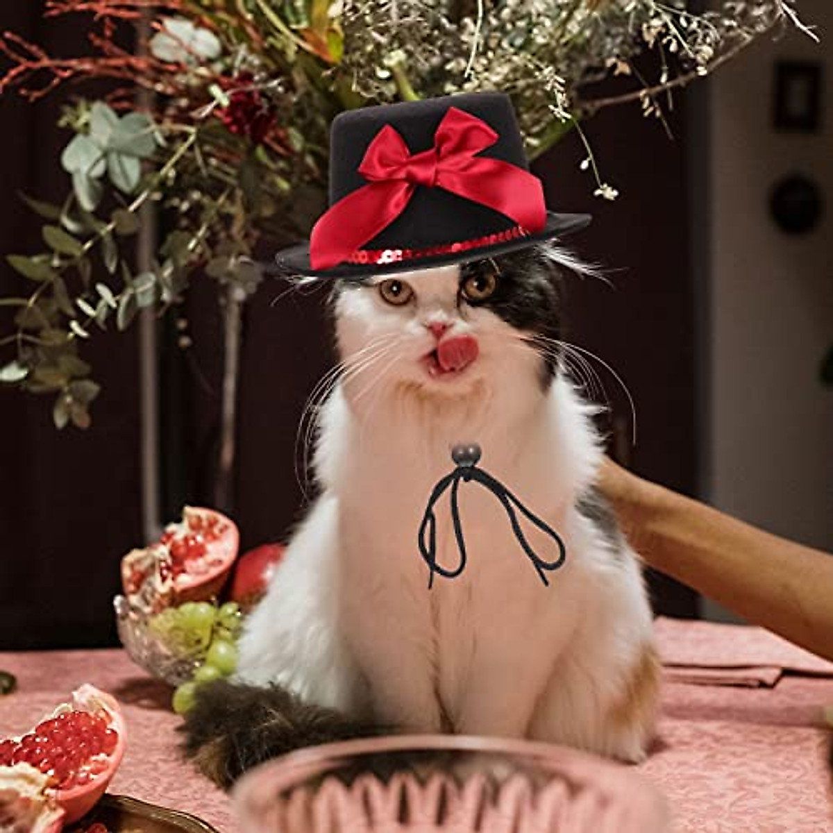 Puppy Top Hat Dog Costume Top Hat Pet Formal Hat with Bowknot and Adjustable Headband Birthday Hat Party Jazz Hat for Dog Cat Pet Costume Halloween Party Supplies