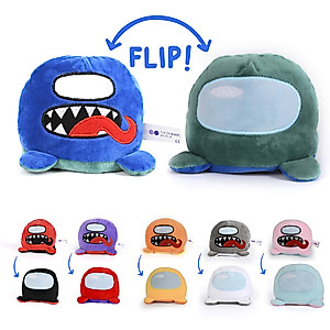 Toy Storage World Reversible Plushie Octopus Stuffed Animal Mood Double Sided Plush Toy Happy Angry Pulpo Reversible Plushies Toys Doll Game Flip Impostor Fluffy 6 inch (Red Black)