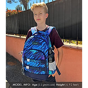 mibasies Kids Backpack for Girls and Boys, Elementary Student Bookbag Middle School Bags(Blue Print)