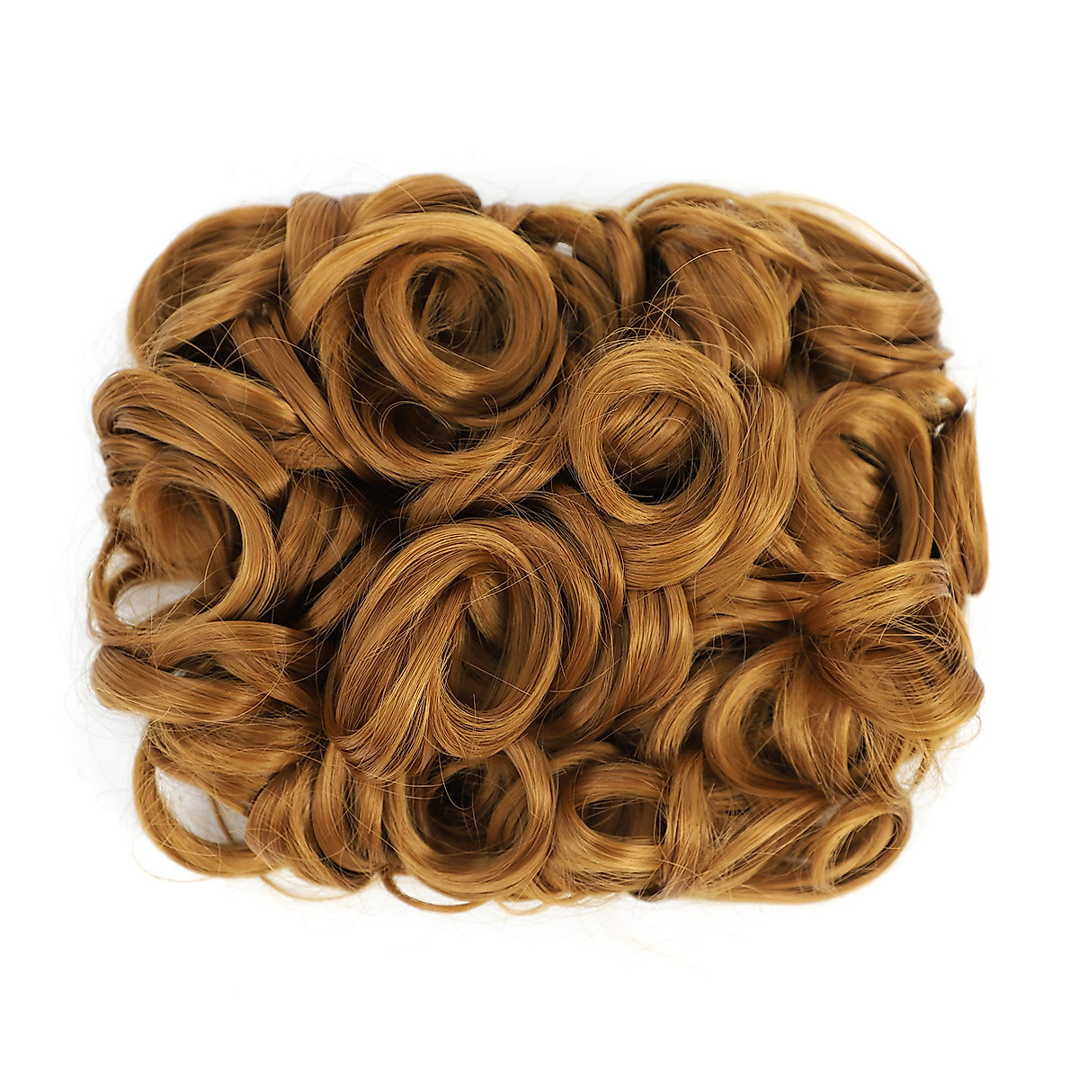 SWACC Short Messy Curly Dish Hair Bun Extension Easy Stretch hair Combs Clip in Ponytail Extension Scrunchie Chignon Tray Ponytail Hairpieces (Strawberry Blonde-27#)